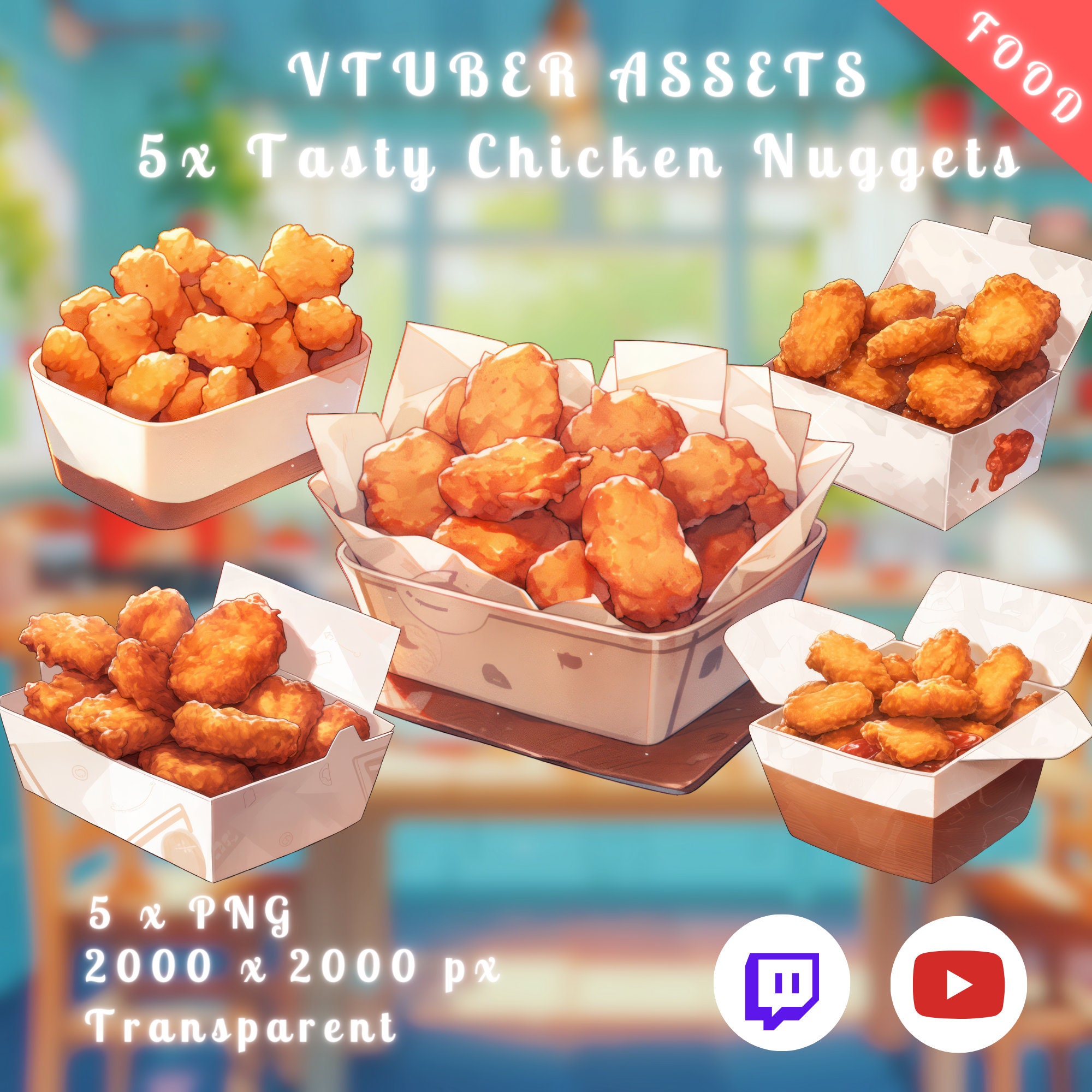 5x Tasty Chicken Nuggets Pngtuber Transparent Props Vtuber Assests ...