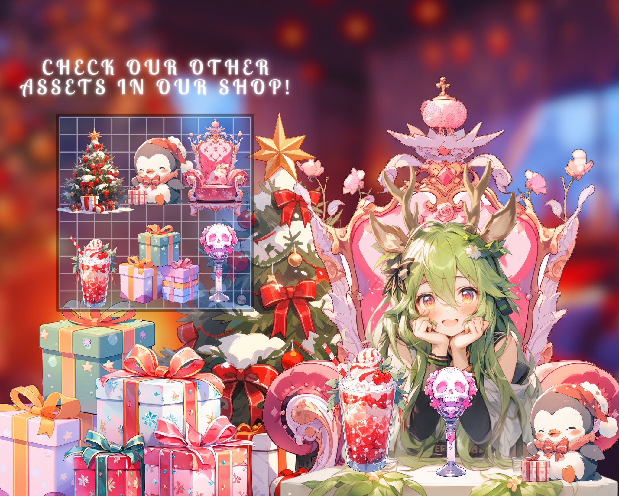 Christmas Vtuber Bubble Tea 5x Transparent Xmas Beverage Cozy Digital Prop Digital Assets ...