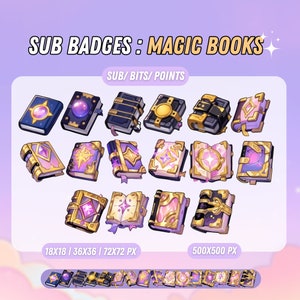 Cute Magic Book Badges for Twitch Subscribers - Twitch Sub Badges ...