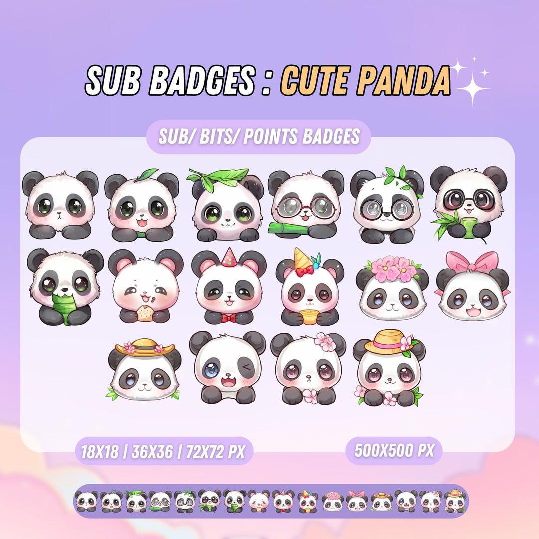 Cute Panda Badges for Twitch Subscribers - Twitch Sub Badges - Twitch ...