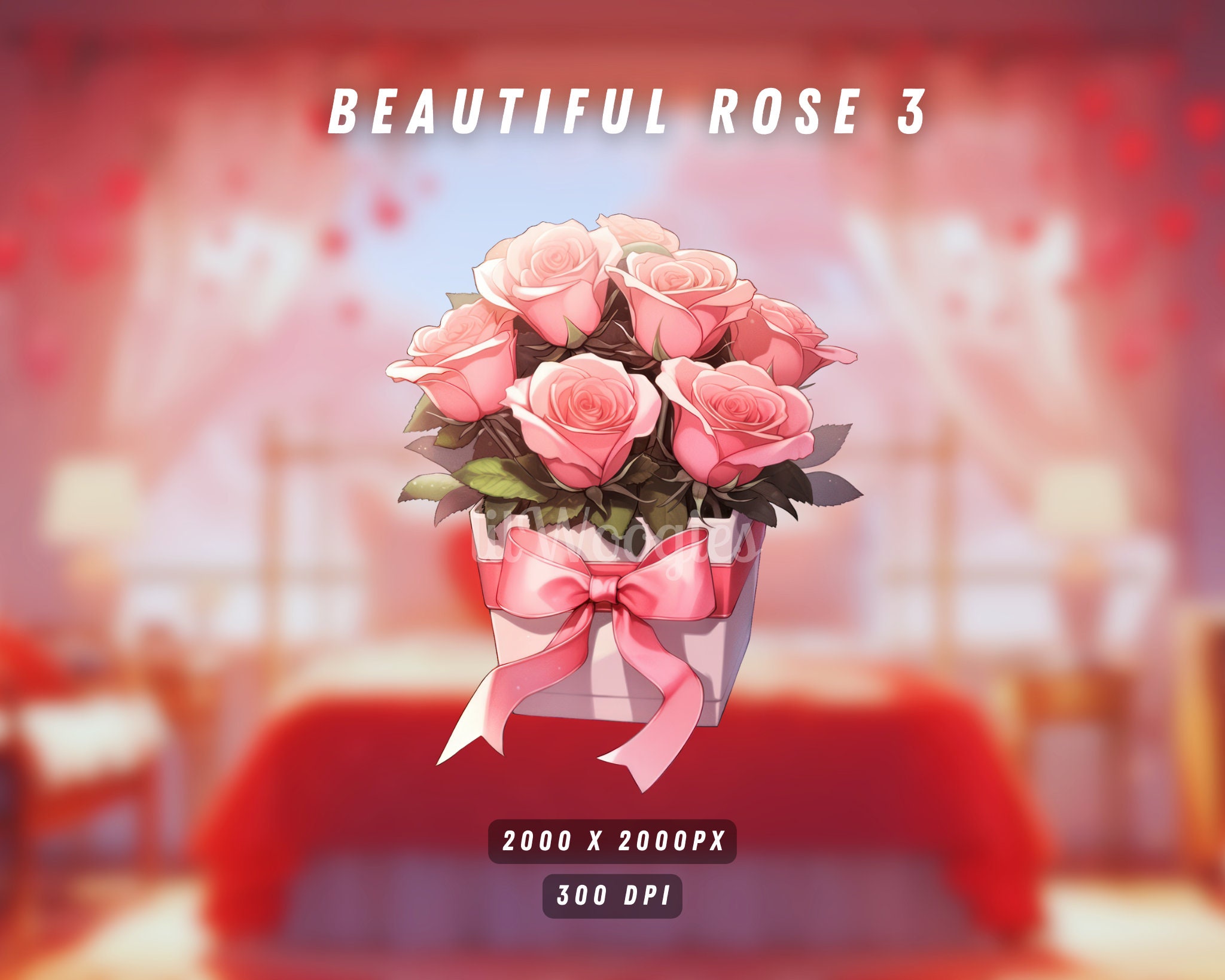 5x Valentine Roses Love-themed Roses Vtuber Assets Anime Pngtuber ...