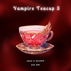 5x Vampire Teacups | Pngtuber | Transparent Props | Cute | Vtuber ...