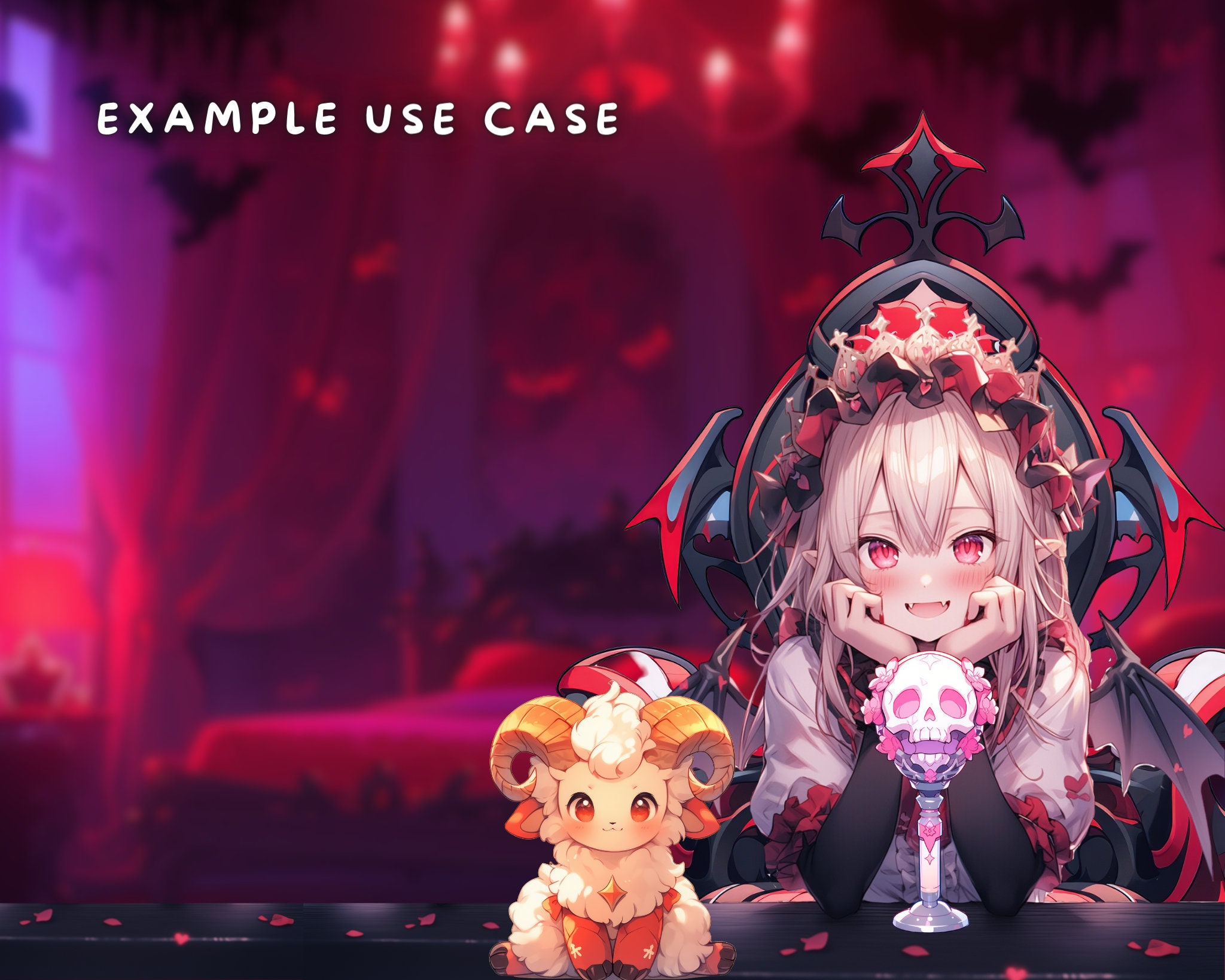 4x Vtuber Vampire Chairs Transparent Cute Kawaii Halloween Glossy ...