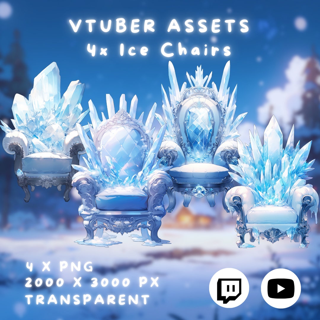 4x Vtuber Ice Throne Chairs | Pngtuber | Transparent | Cute | Assets ...