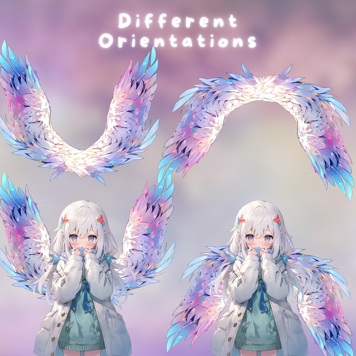 2x VTUBER Angel Wings Fantasy Wings Cute Kawaii Digital Assets Digital ...