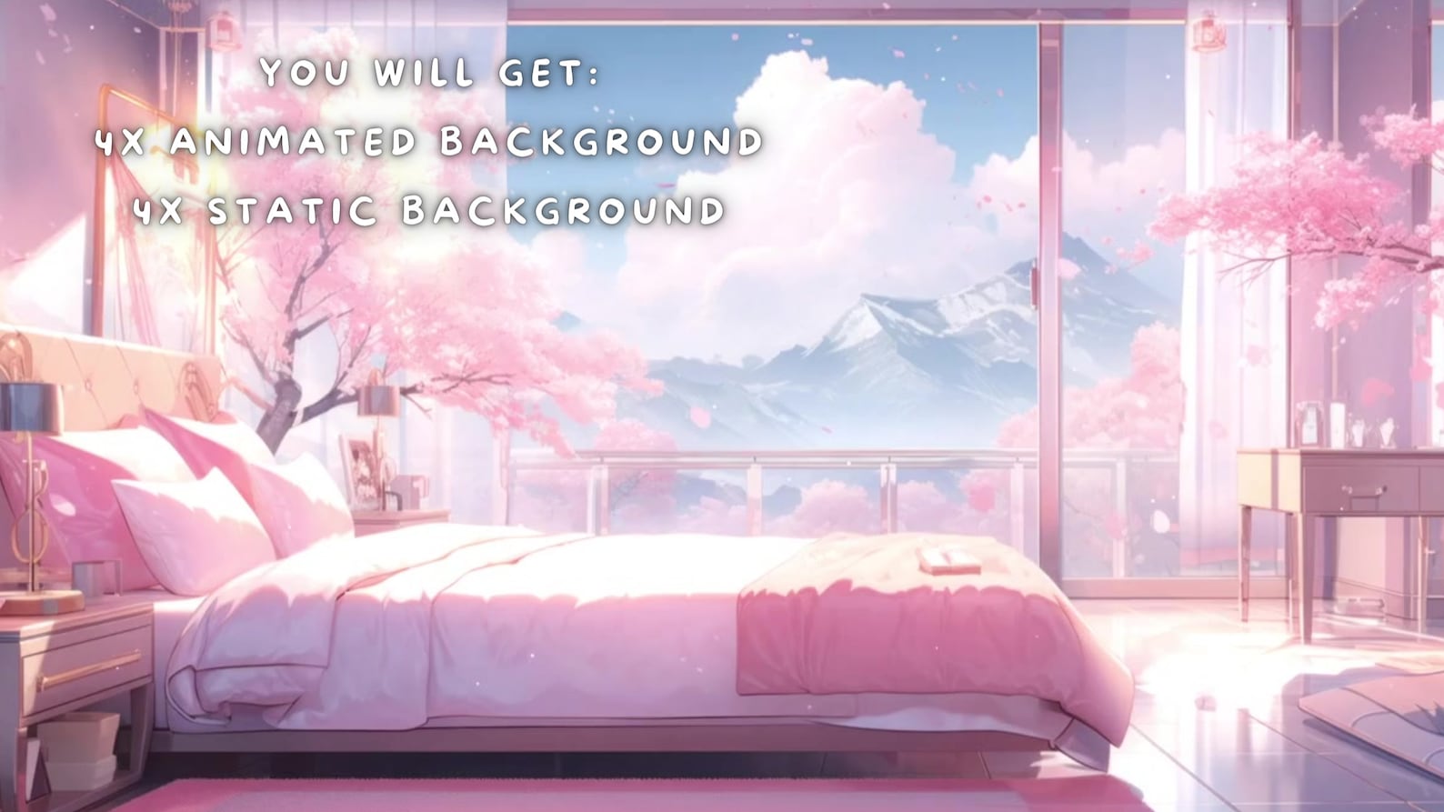 Animated Pink Bedrooms Background | Vtuber Overlay | Twitch Stream ...