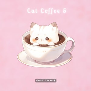 5x Kawaii Cat Coffee | Pngtuber | Transparent | Cute | Vtuber Assets ...