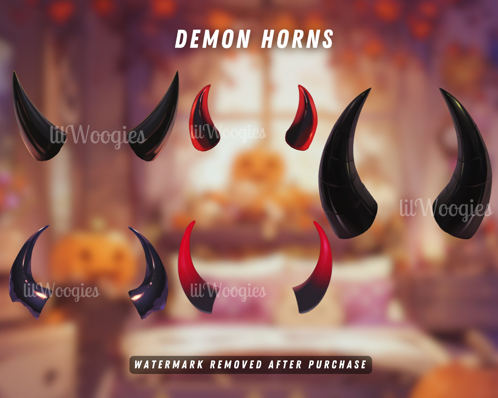 5x Vtuber Demon Horns Assets Dragon Horns Cute Devil Transparent ...