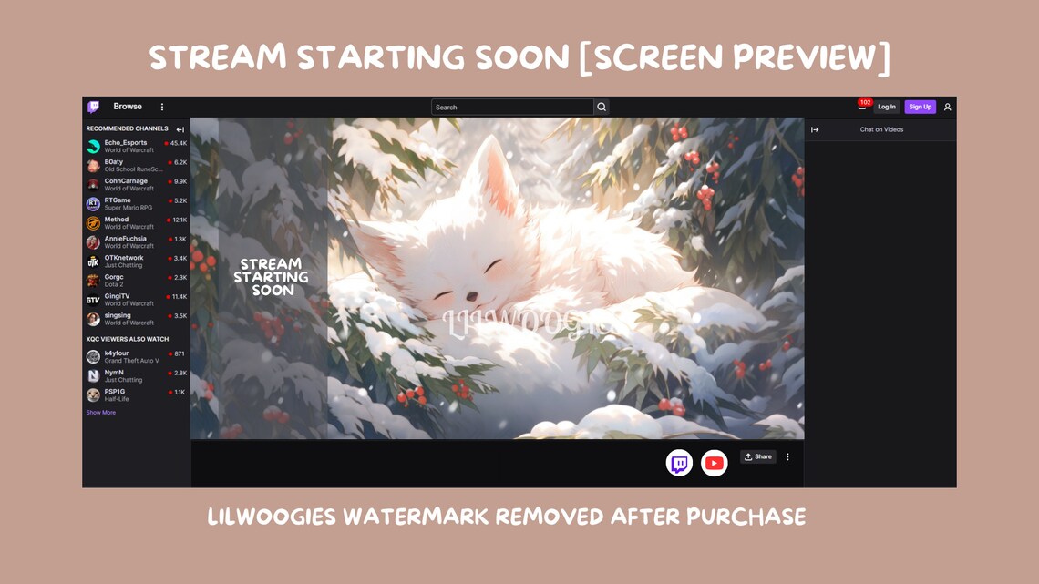 4x Cute Snow Fox Streaming Backgrounds | Vtuber Overlay | Twitch ...