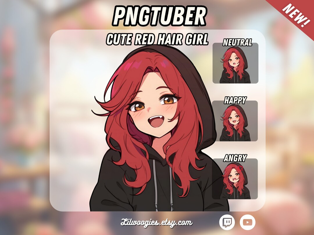 Cute Red Hair Girl Pngtuber | Kawaii | Ready for Twitch | Streamlabs ...