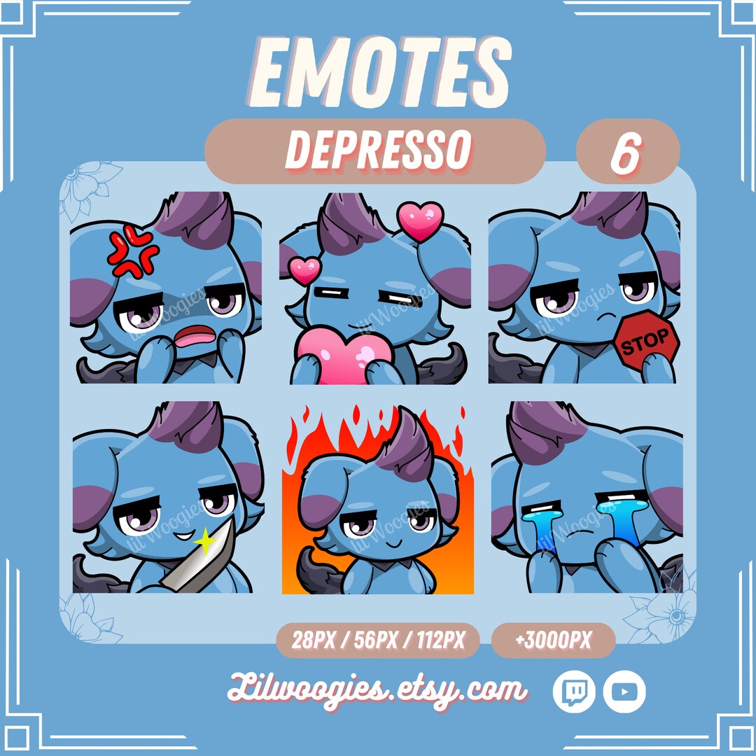 6x Palworld Depresso Twitch Emotes, Twitch Sub Emotes, Chibi Emotes ...