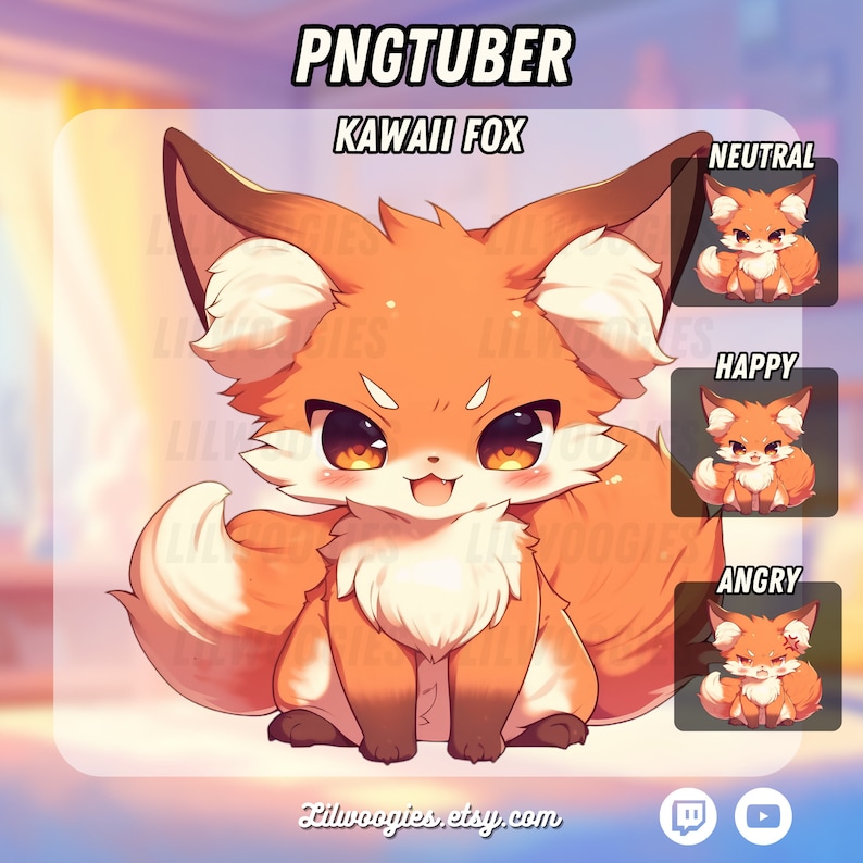 Cute Fox Pngtuber Kawaii Ready for Twitch Streamlabs Vtuber Avatar ...