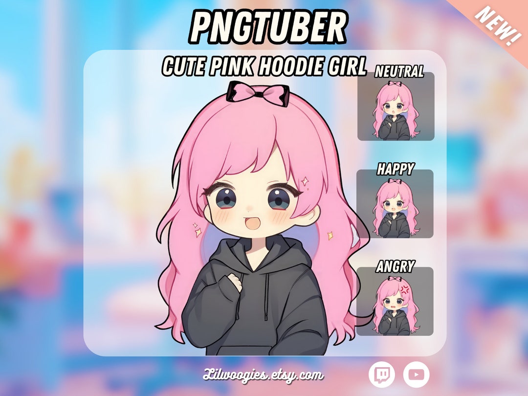 Cute Pink Hair Girl Pngtuber | Kawaii | Ready for Twitch | Streamlabs ...