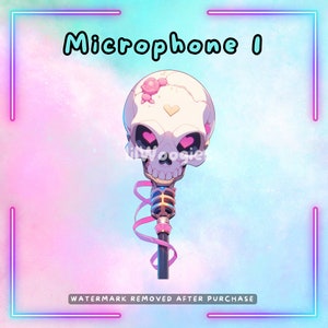 5x Vtuber Skeleton Microphones | Cute | Kawaii | Pink | Glossy ...