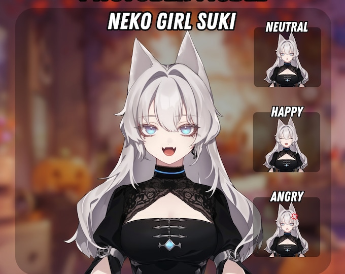 Cute Cat Girl Pngtuber | Chibi Kawaii | Pink Hair | Ready to Use ...