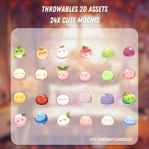 Bundle of Throwable Cute Mochis Assets 24x | Transparent | Kawaii | 2D ...