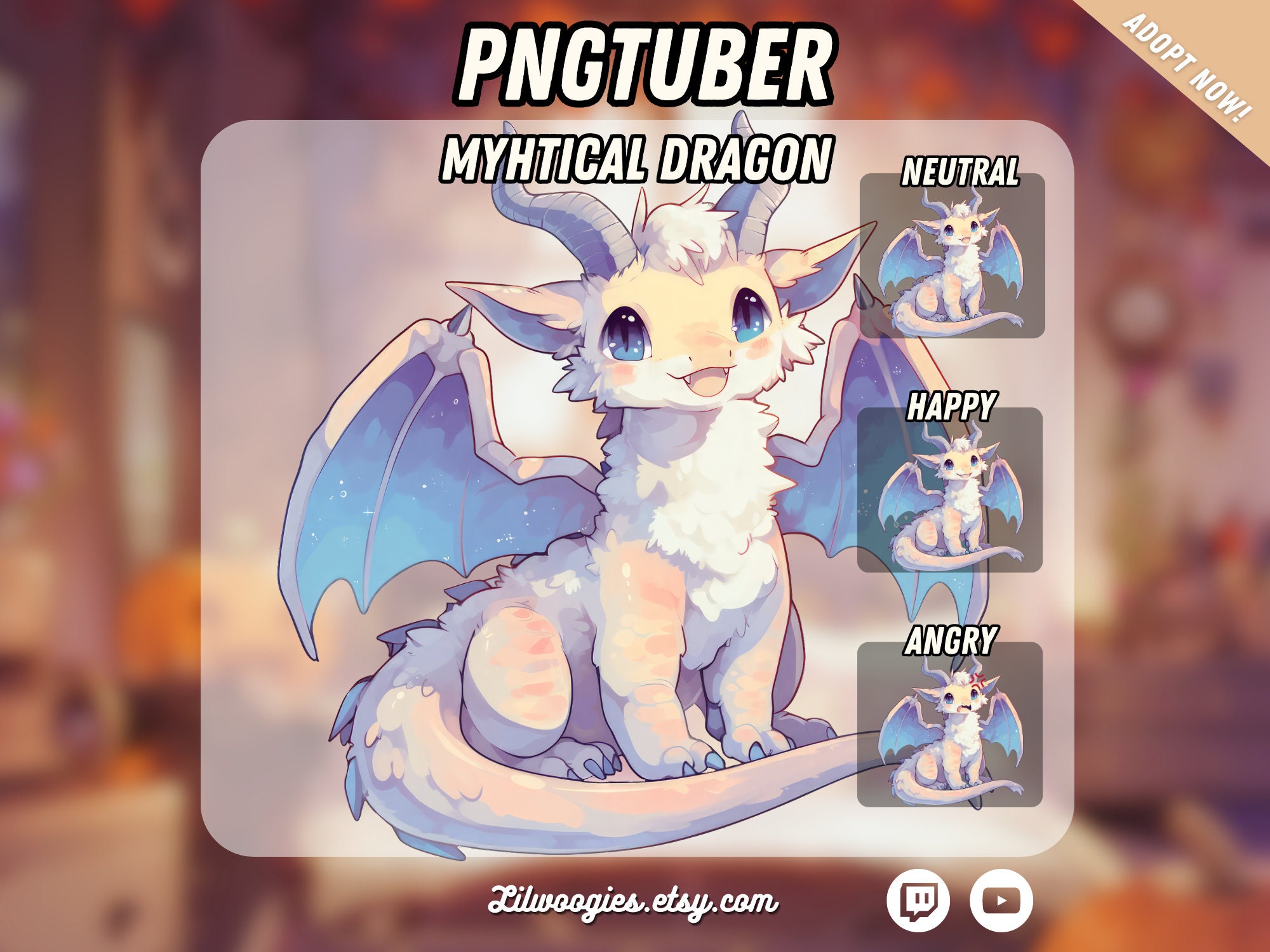 Chibi Dragon Pngtuber | Kawaii | Ready for Twitch | Vtuber Avatar ...