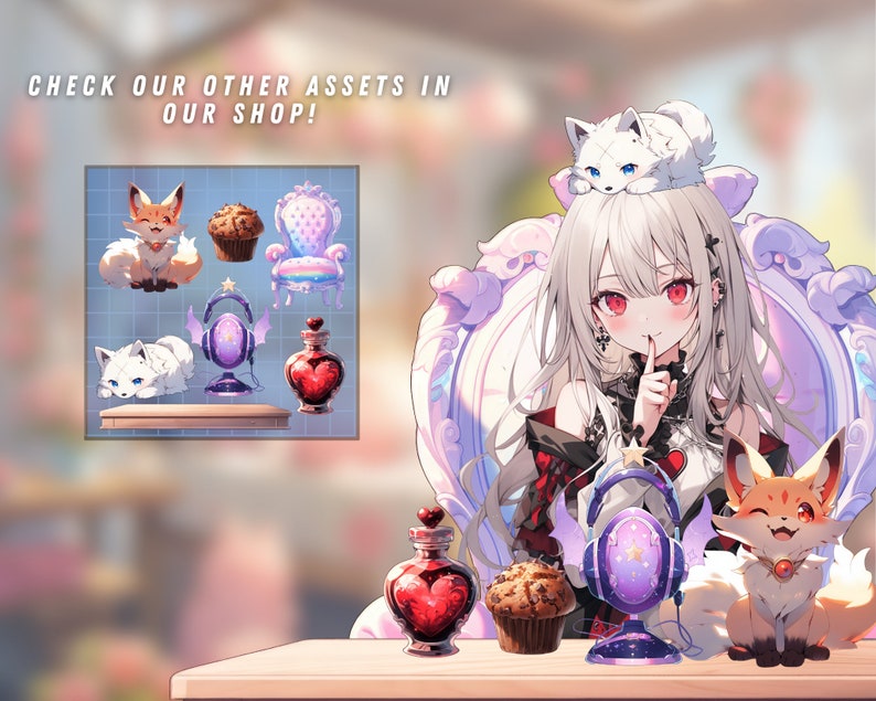 4x Kawaii Kitsune Best Friends Vtuber Pets Cute Fox Anime Pngtuber ...