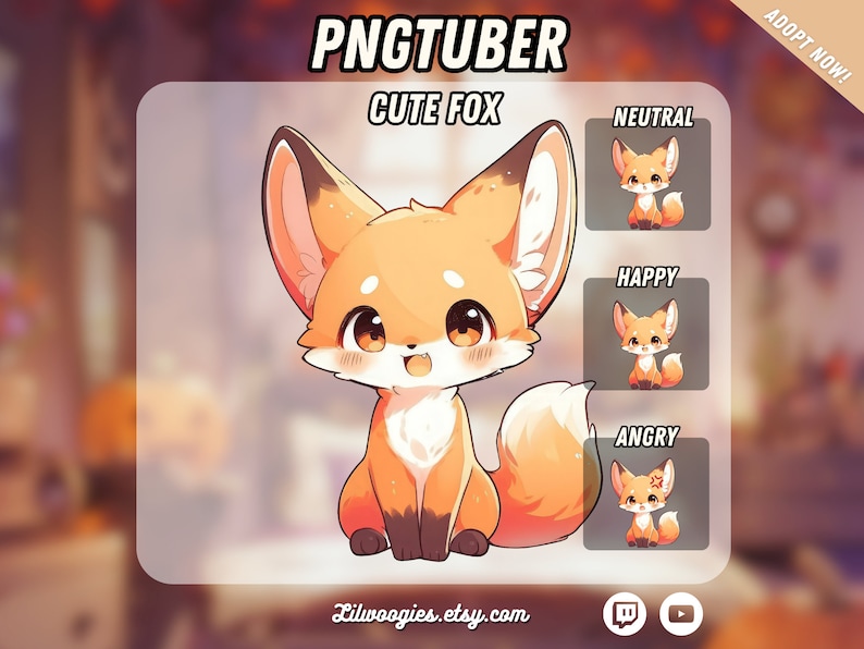 Chibi Fox Pngtuber | Kawaii | Ready for Twitch | Vtuber Avatar ...