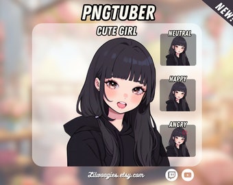 Cute Frog Girl Pngtuber Chibi Kawaii Ready for Twitch Vtuber Avatar Streaming Vtuber Assets OBS ...