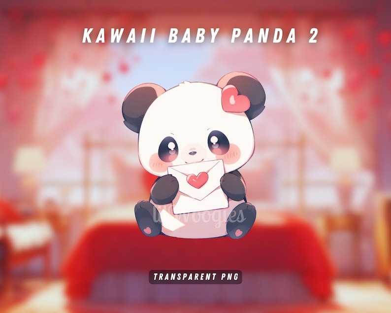 5x Kawaii Panda Bear Valentine Vtuber Assets Baby Panda Anime Pngtuber ...