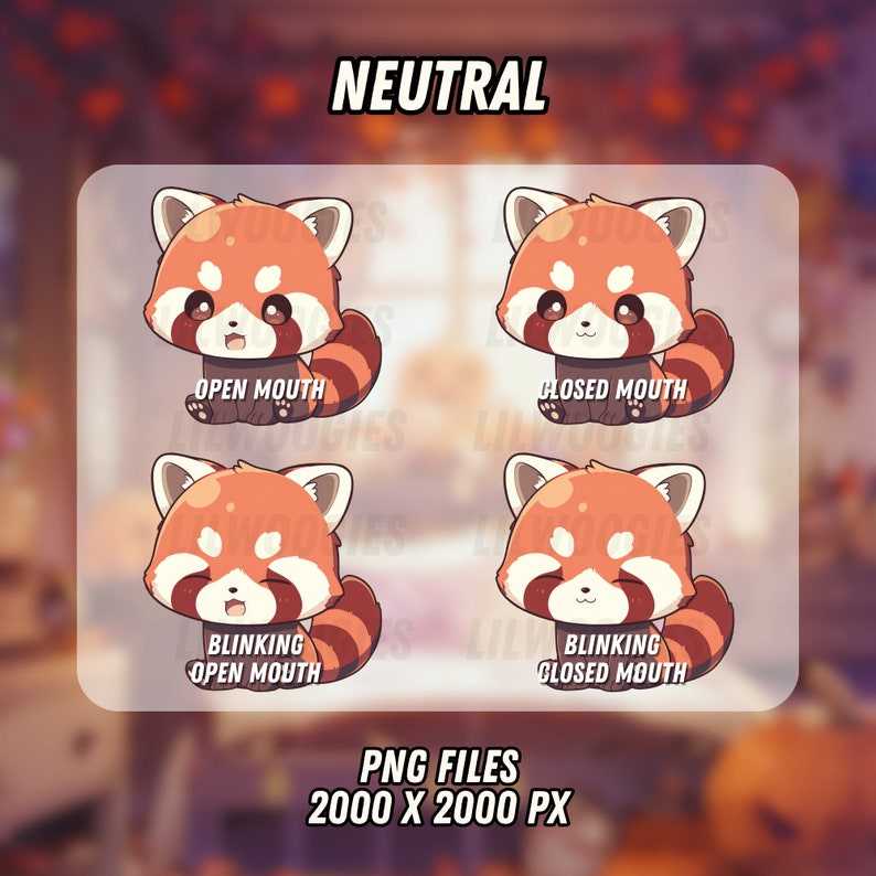 Chibi Red Panda Pngtuber Kawaii Ready for Twitch Vtuber Avatar ...