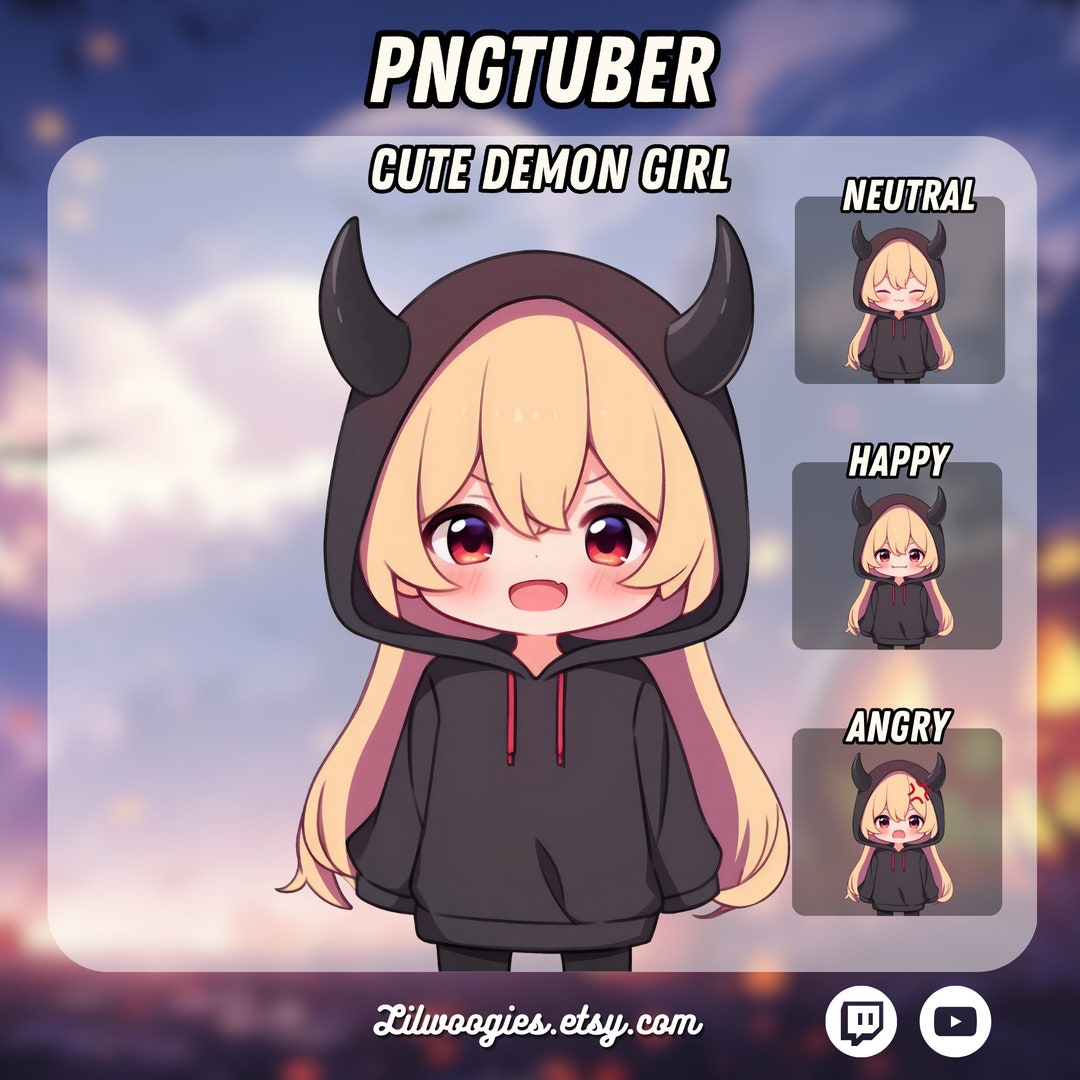 Cute Demon Girl Pngtuber | Kawaii | Ready for Twitch | Vtuber Avatar ...
