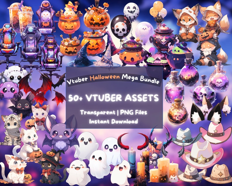 VTUBER Halloween Mega Bundle | 50+ Digital Assets | Twitch Vtuber ...