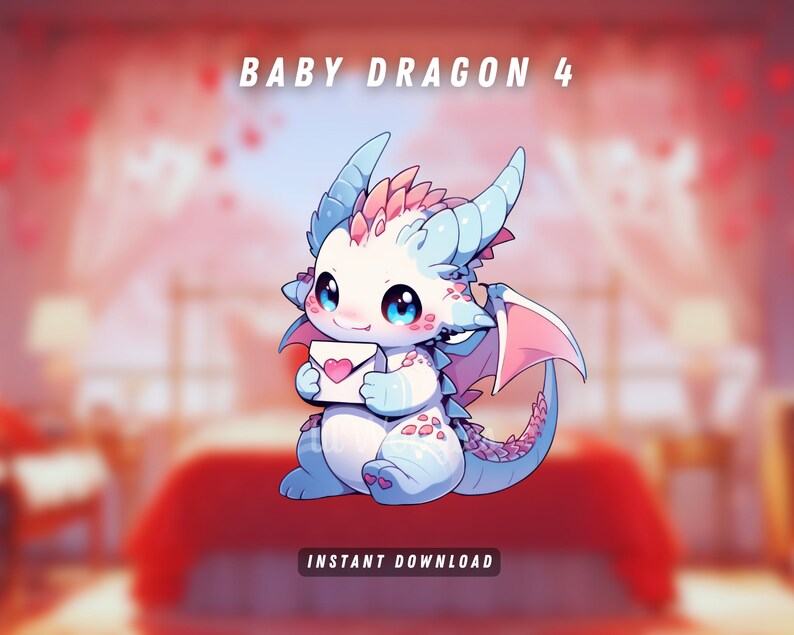 5x Kawaii Baby Dragon Valentine Vtuber Assets Fantasy Pets Anime ...