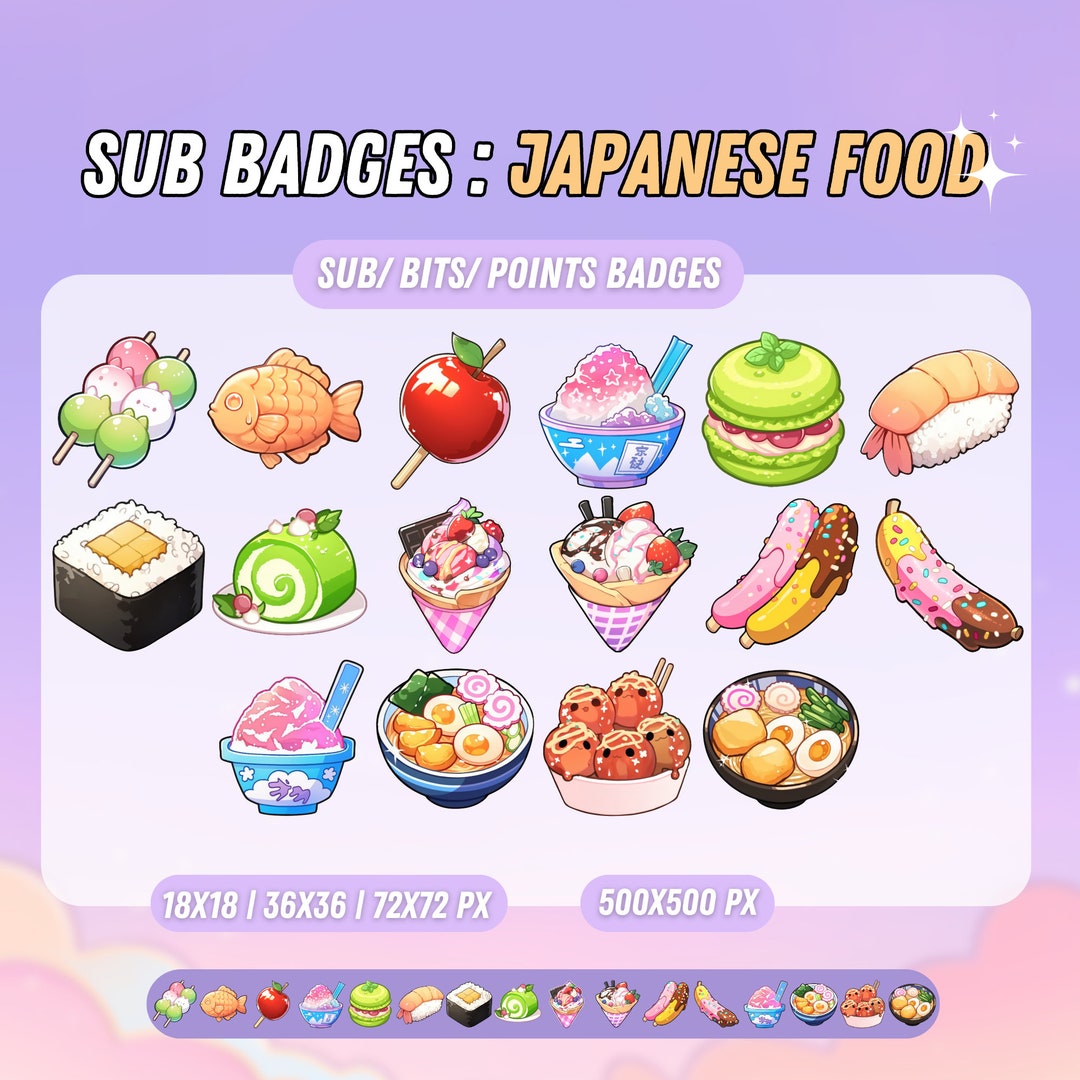 Sub Badges Cute Food for Subscribers - Twitch Sub Badges - Twitch Bit ...