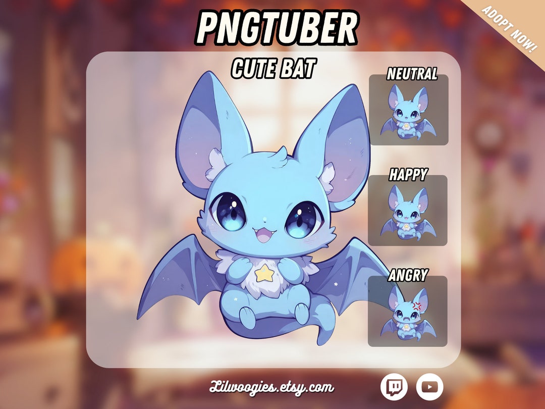 Cute Chibi Bat Pngtuber | Kawaii | Ready for Twitch | Vtuber Avatar ...