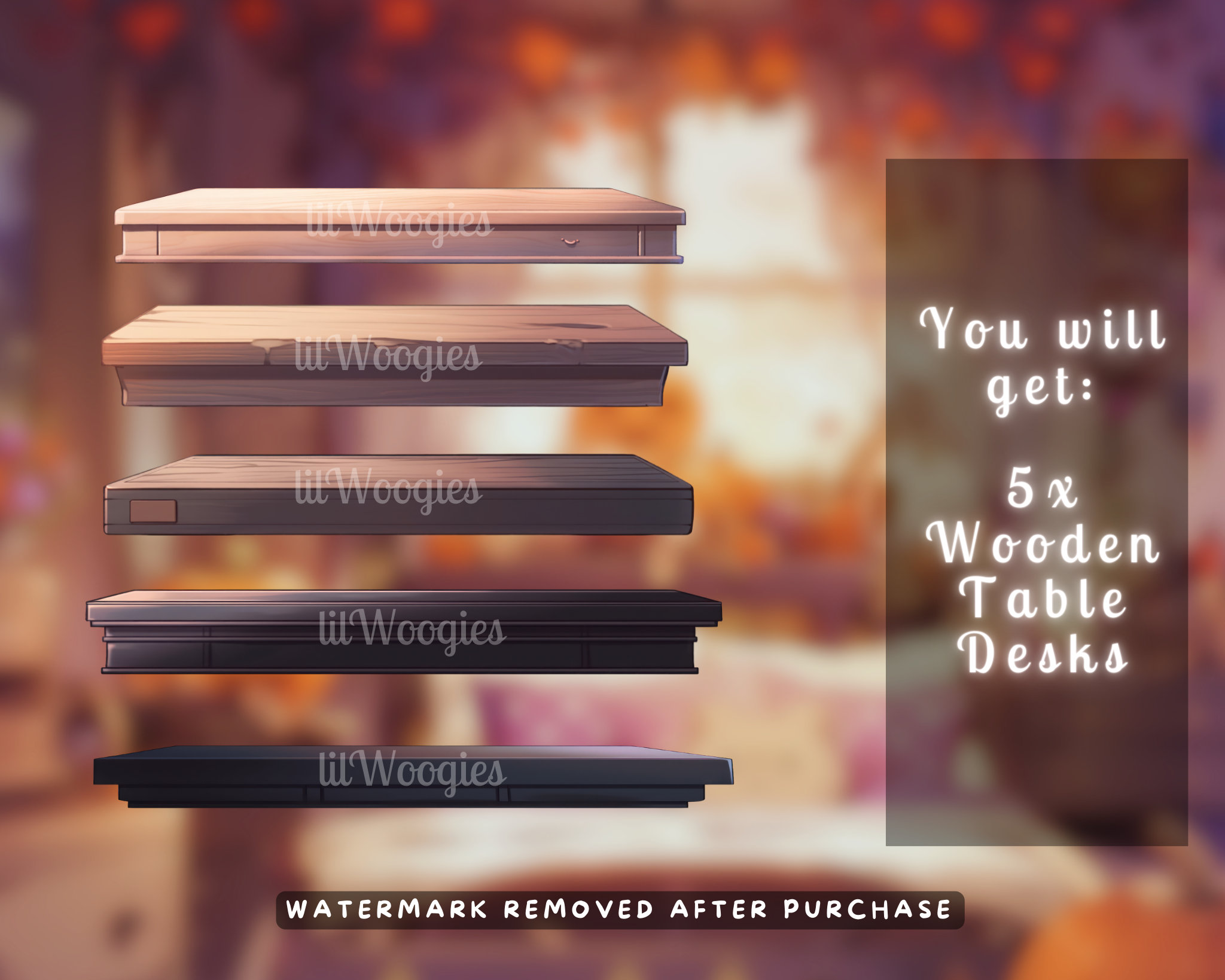 Vtuber Wooden Table Desks 5x Pngtuber Transparent Props - Etsy UK