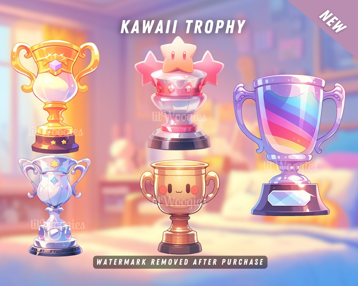 5x Vtuber Cute Trophy Assets | Trophy Reward Set | Cute Props | Anime ...