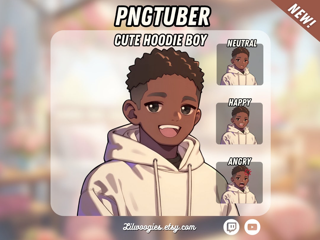 Cute Black Hair Boy Pngtuber | Kawaii | Ready for Twitch | Vtuber ...