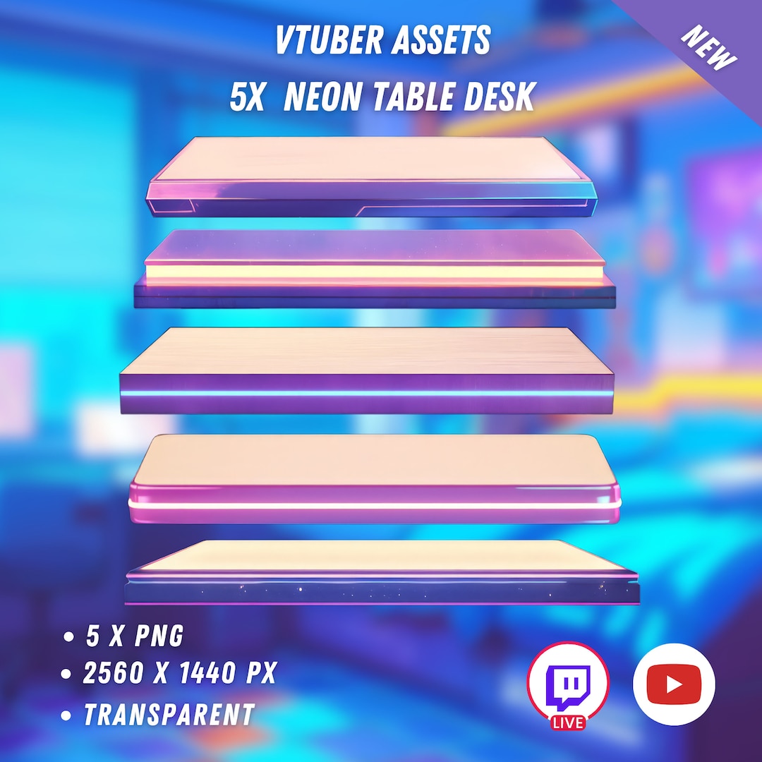 Vtuber Retro Neon Table Desks 5x | Pngtuber | Transparent Props | Cute ...