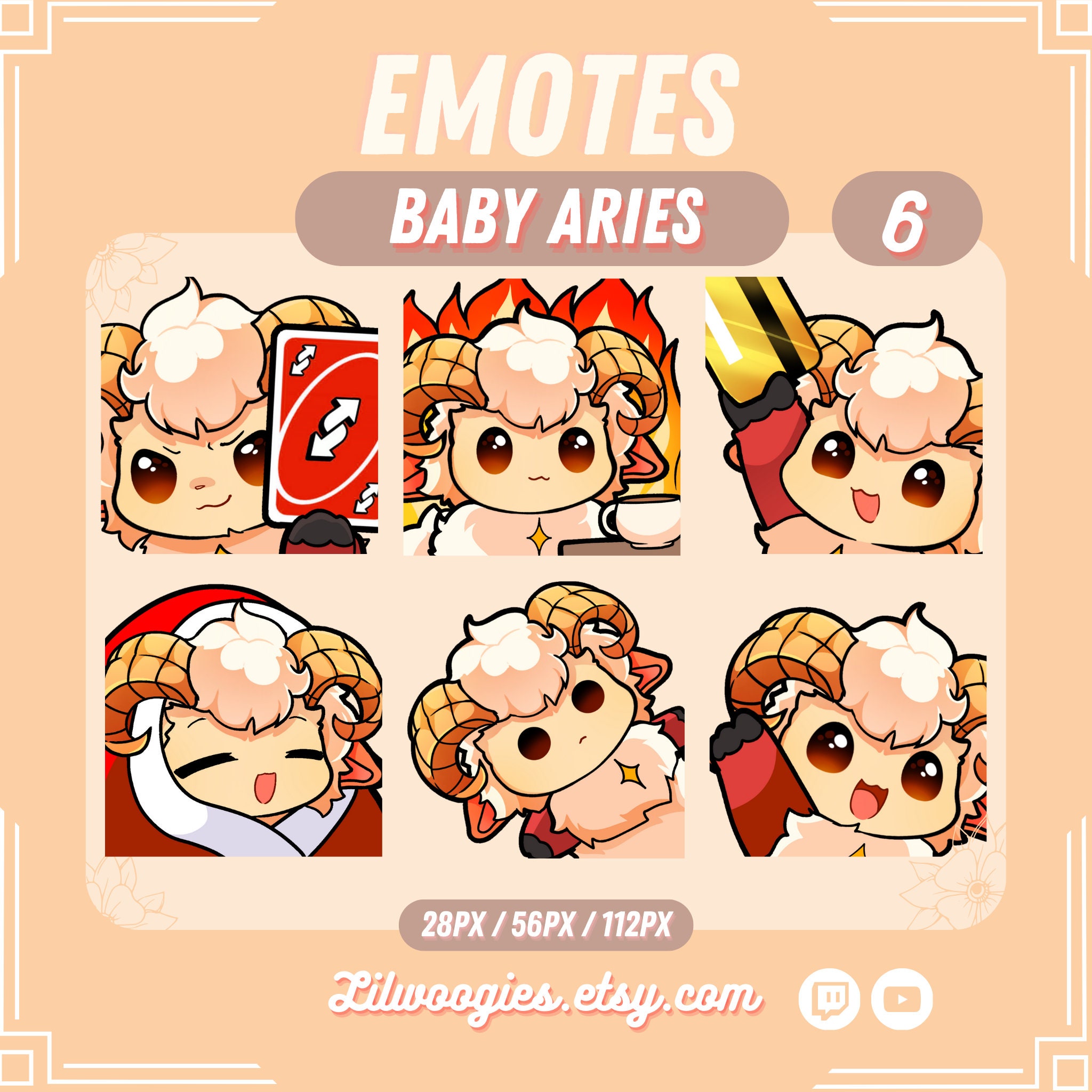 Zodiac Baby Aries Twitch Emotes, Twitch Sub Emotes, Chibi Emotes ...