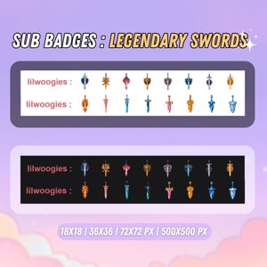 Cute Swords Sub Badges, Twitch Bit Badges, Sub Badges for Twitch ...
