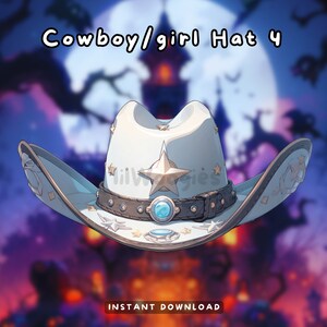 5x Vtuber Halloween Cowboy Girl Hats | Cosplay | Transparent | Cute ...
