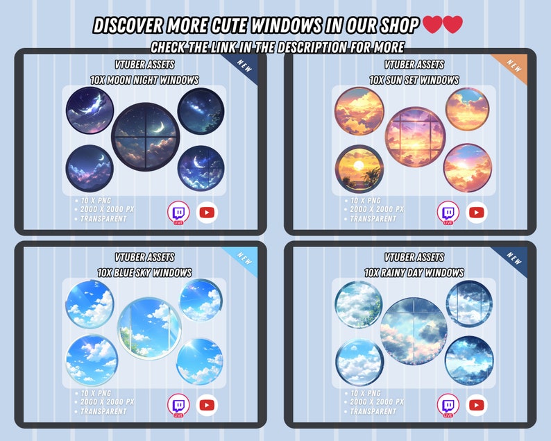 Vtuber Windows Sun Set 10x | Pngtuber | Transparent Props | Cute ...