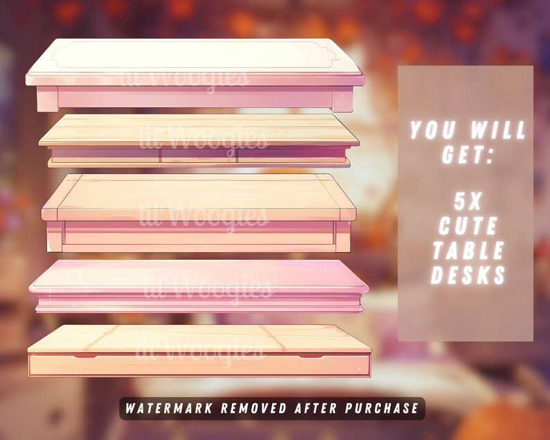 Vtuber Cute Table Desks 5x Pngtuber Transparent Props Cute Assets Stand ...