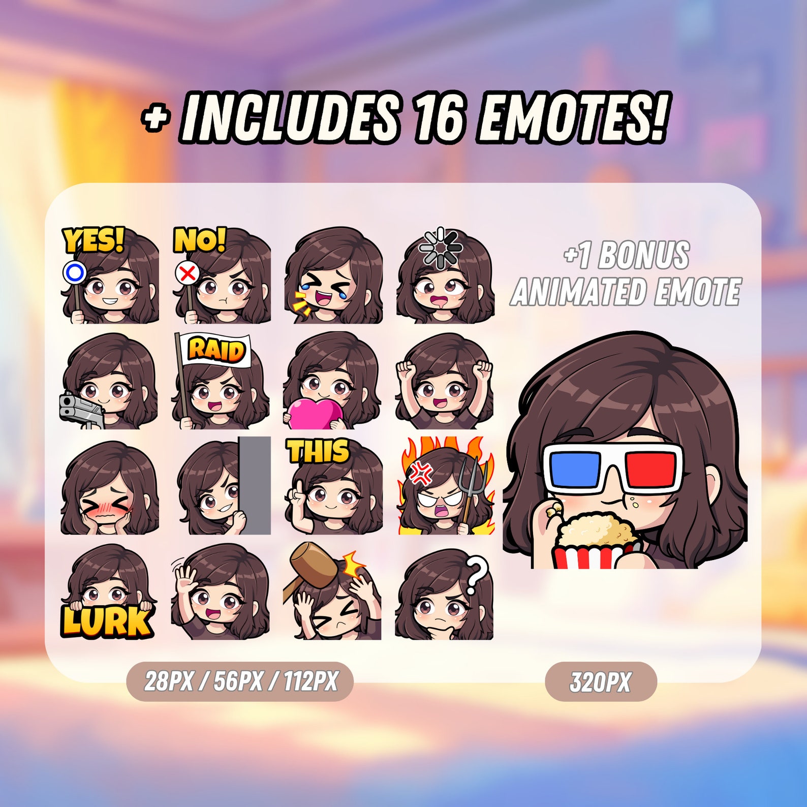 Cute Girl Pngtuber With Emotes | Kawaii | Ready for Twitch | Vtuber ...
