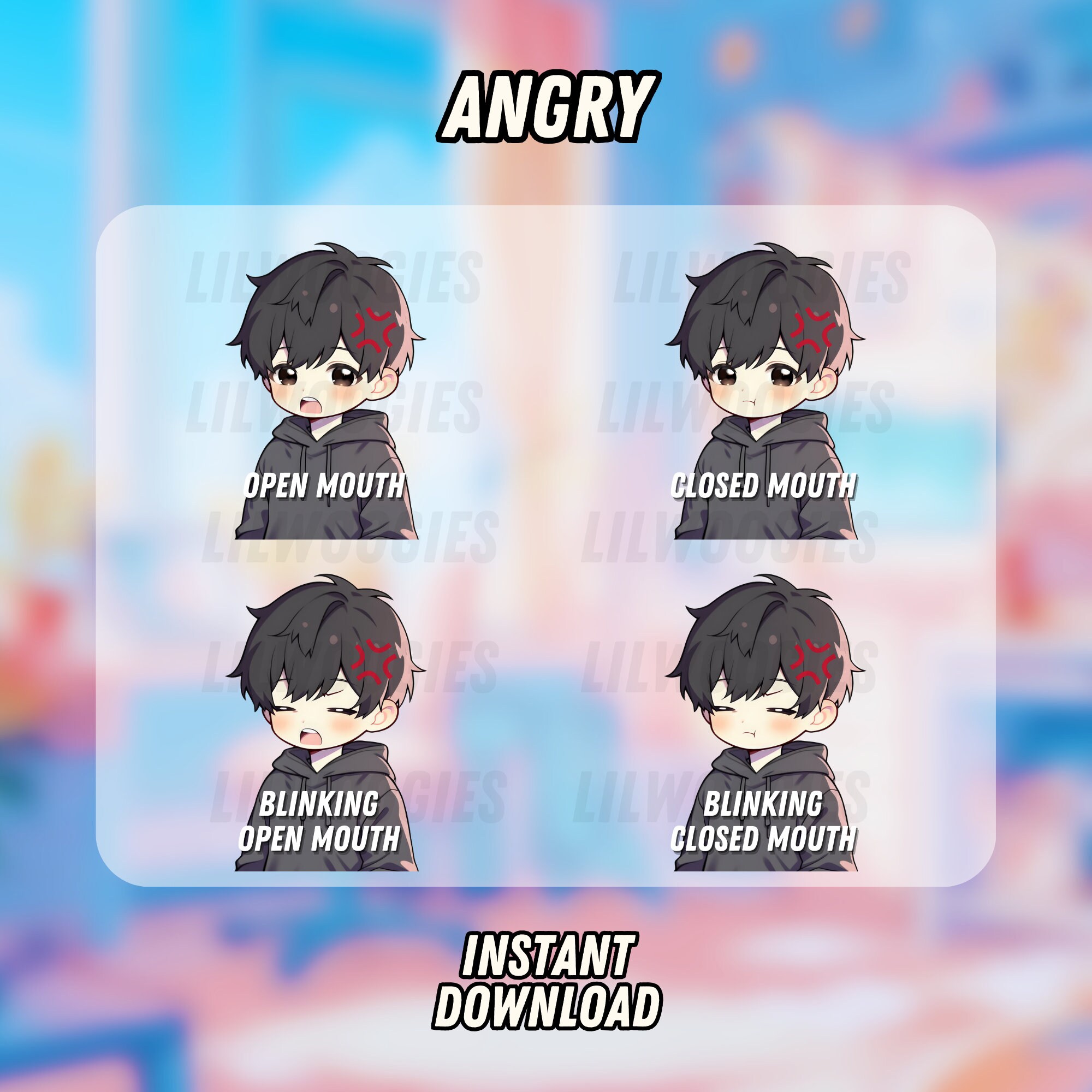 Cute Black Hair Boy Pngtuber | Kawaii | Ready for Twitch | Streamlabs ...