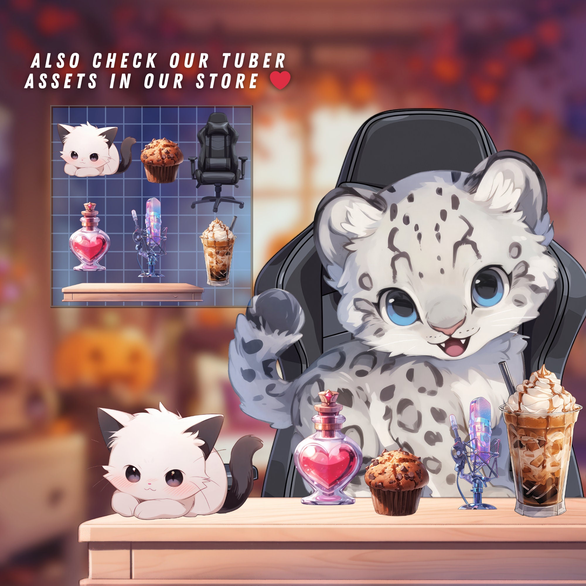 Pngtuber Baby Snow Leopard | Kawaii | Ready for Twitch | Vtuber Avatar ...