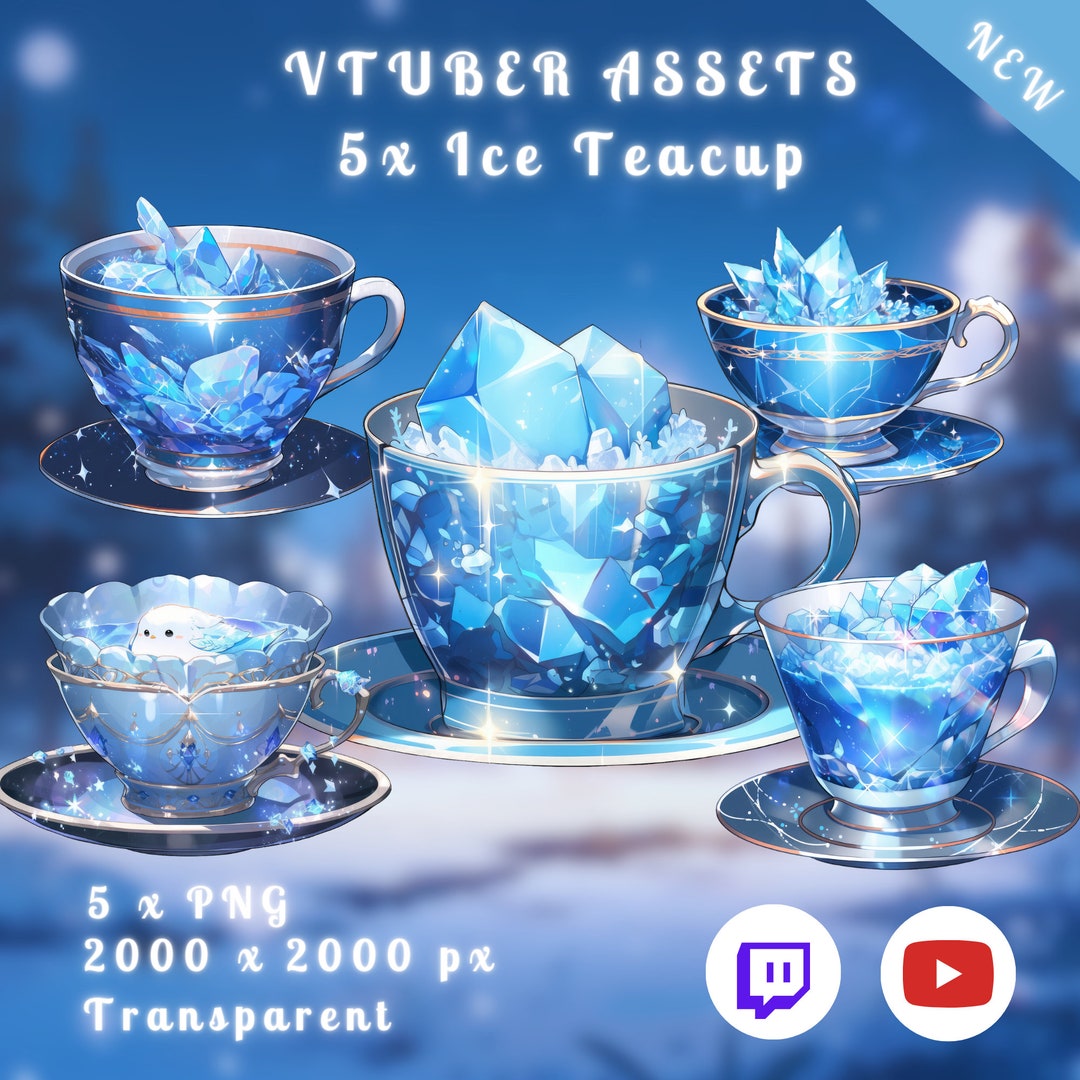 5x Ice Cup Teacups | Pngtuber | Transparent | Cute | Vtuber Assets ...
