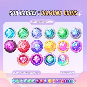 Sub Badges Cute Diamond Coins for Subscribers - Twitch Sub Badges ...