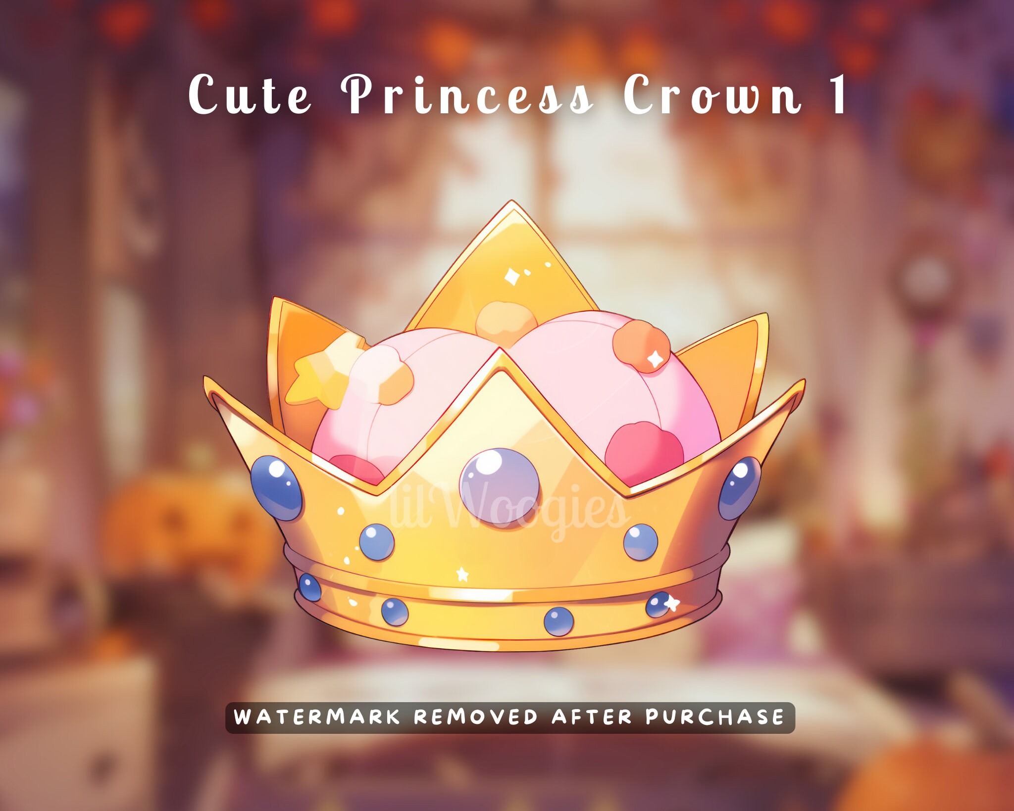 5x Vtuber Princess Crowns Cute Kawaii Royalty Cozy Queens Hats Digital ...