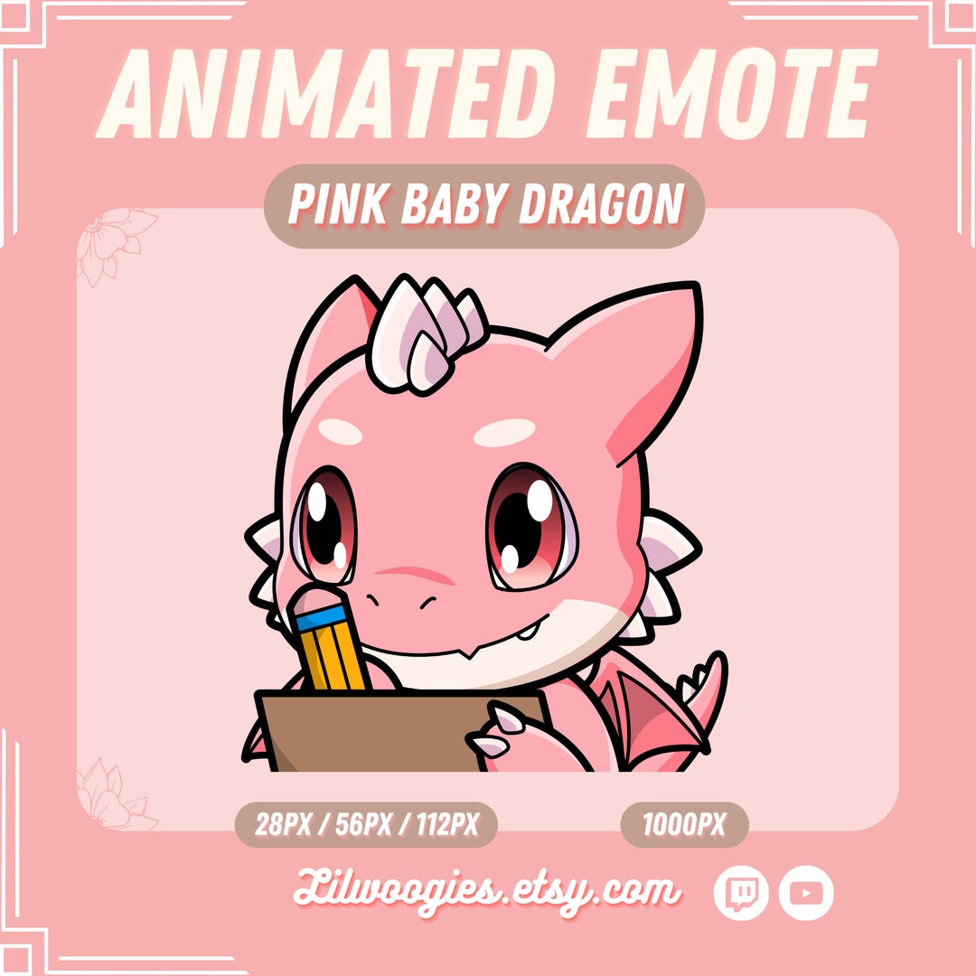Animated Twitch Emote, Pink Baby Dragon Emote, Cute Dragon Emote, Funny ...