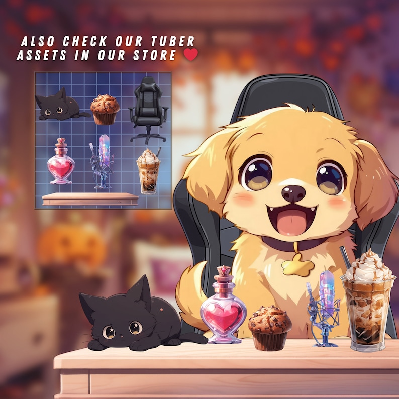 Pngtuber Chibi Golden Retriever Dog | Kawaii | Ready for Twitch ...
