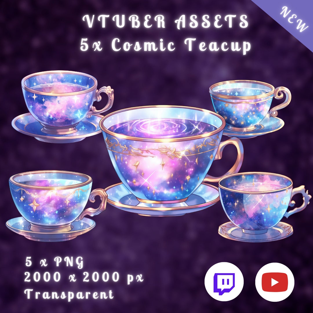 5x Cosmic Teacups | Pngtuber | Transparent | Cute | Vtuber Assets ...