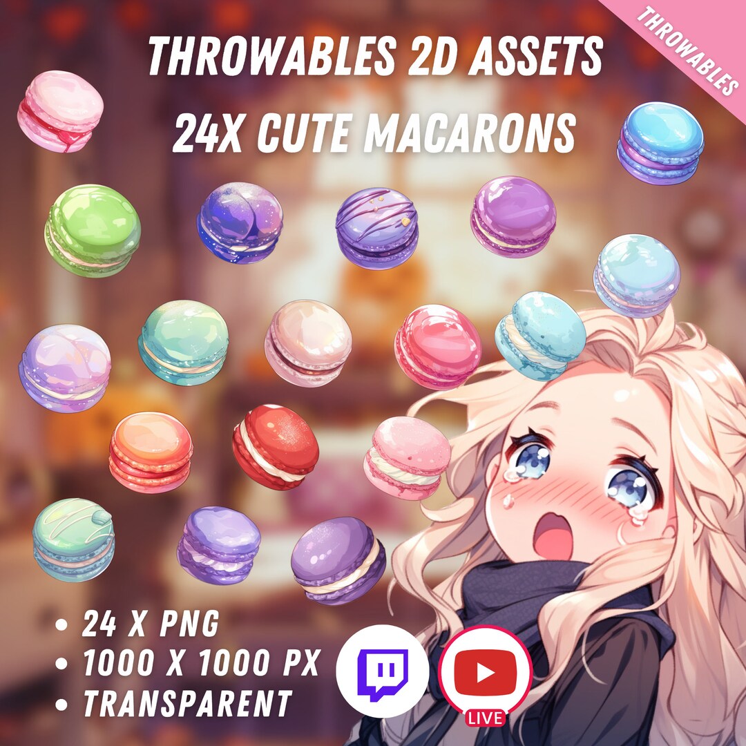 Bundle of Throwable Cute Macarons Assets 24x | Transparent | Kawaii ...